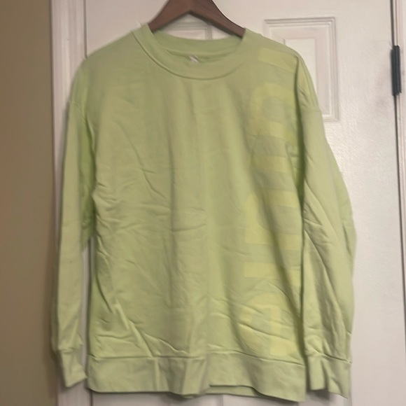 lululemon athletica | Tops | Lululemon Oversized Lime Green Crew Sweatshirt Logo Medium 4 8 ...